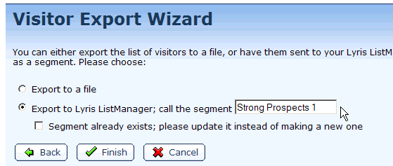 Phase III: Generate Segments in ClickTracks Based on Activity from a ...